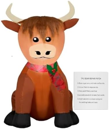 Amazon.com: Christmas Inflatable Scottish Highlander Cow in Santa Hat 3 ...