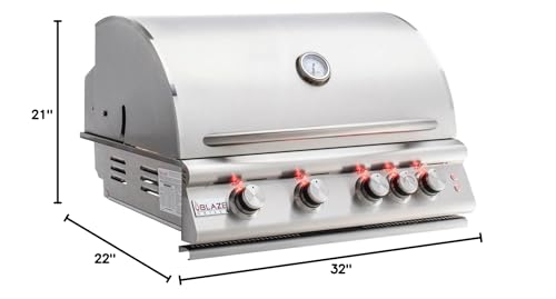Blaze Premium LTE 32-Inch 4-Burner Built-in Propane Gas Grill with Rear ...