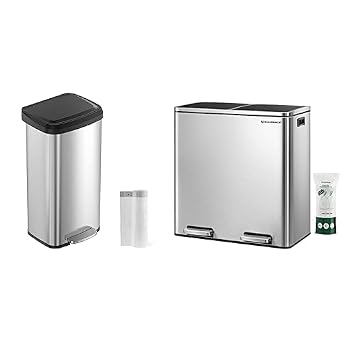 Amazon.com: SONGMICS 18-Gallon Kitchen Trash Can with Stay-Open Lid and ...