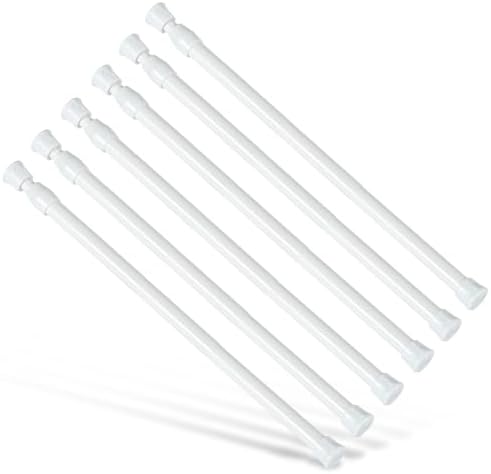 SIQUK 6 Pack Tension Rods Adjustable Spring Cupboard Bars White ...