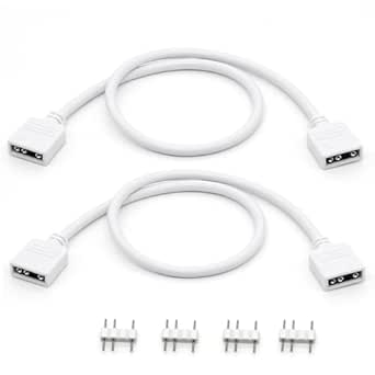 Amazon.com: Jstincal 2-Pack 1-to-1 ARGB Extension Cable, White 5V 3-Pin ...