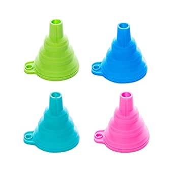Amazon.com: 4 Pieces Collapsible Silicone Funnel Assorted Colors ...