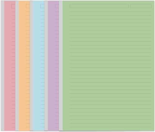 Amazon.com : Unpunched Line Paper 5 Colorful - 100 Sheets/200 Pages ...
