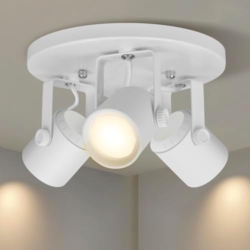 Ketom 3-Light Ceiling Spotlight Fixture, Adjustable Round Spot Lights ...