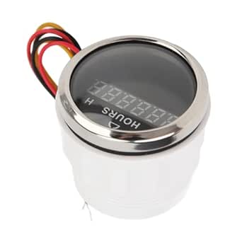 Amazon.co.jp: Digital Hour Meter Boat Engine Hour Meter 52MM DC 9‑32V ...