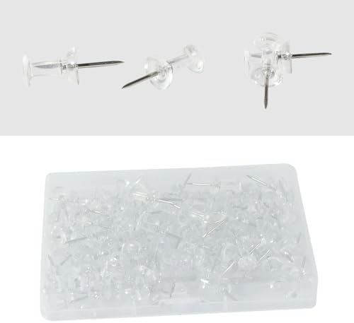 Push Pins Tacks, Steel Point, Clear Plastic Head, For Bulletin Board ...