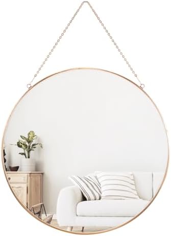 Dahey Wall Hanging Mirror Decor Gold Round Mirror with Hanging Chain ...