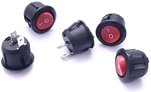 GOOD WORK PACK OF 5 SPST 2-Pin ON/Off Round Boat Rocker Switch AC 6A ...