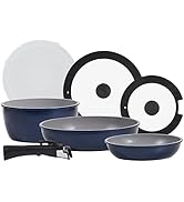 ROCKURWOK Nonstick Nesting Pots and Pans, 7 Pieces RV Cookware Set for ...