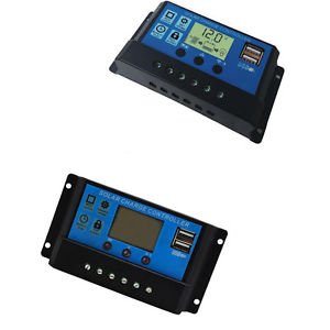 2Pcs Digital LCD Display Solar USB Charge Controller Regulator 12V/24V ...