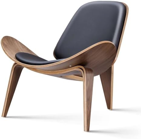 Amazon.com: Mid Century Modern Shell Lounge Chair, PU Leather, Tripod ...