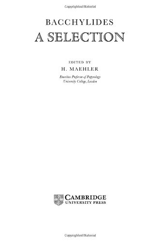 Bacchylides: A Selection (Cambridge Greek and Latin Classics): Amazon ...