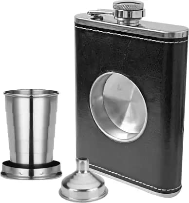 Brunzo Premium Hip Flask 8oz (250ML) with Inbuilt Collapsible Shot ...