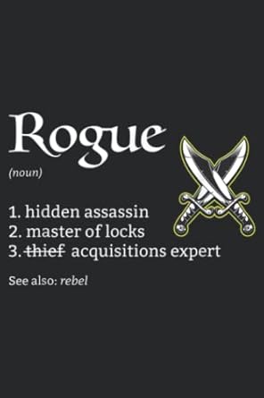 Rogue Class Definition Dungeons and RPG Dragons: Plain Lined Journal ...