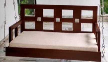 Zula ghar 4 Feet Teak Wooden Fixed Back Swing : Amazon.in: Home & Kitchen