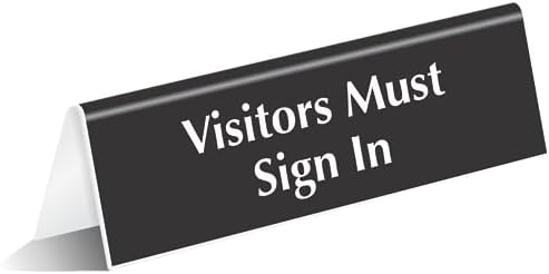 Amazon.com: SmartSign Visitors Must Sign In Desk Sign, 2" x 6" V-shaped ...