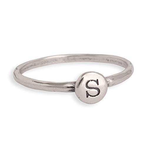 Amazon.com: Personalized Stacking Initial Ring in Sterling Silver by ...