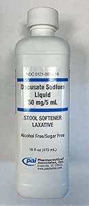 Amazon.com : Docusate Sodium Liquid 50mg/5ml Alcohol Free Sugar Free 16 ...