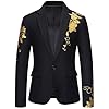 Elegant Paisley Floral Blazer for Men, Gold Bronzing, Business Wedding Suit Jacket (XL Black ...