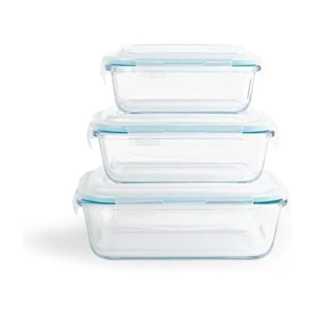 Amazon.com: NEOFLAM Airtight Square Cloc Glass Food Container (Set of 3 ...