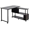 Amazon.com: HOMCOM Mobile L-Shaped Rotating Computer Desk with Storage ...