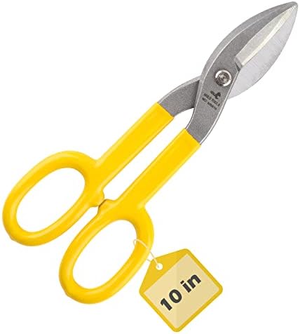 DOWELL 10” Tin Snips Metal Cutters with Flat Blade, with Comfortable ...