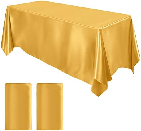 Amazon.com: KKJIAF 1 Pack Gold Satin Tablecloth 58" x 102" Rectangle ...