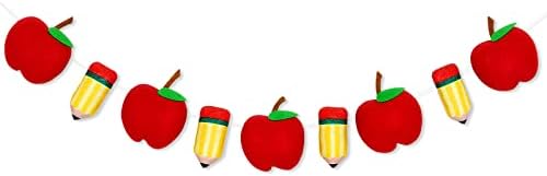 Amazon.com: Whaline Back to School Felt Banner 3D Apple Pencil Garland ...