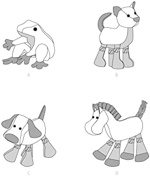 Simplicity Frog, Cat, Dog, and Horse Plush Animal Sewing Pattern Kit ...