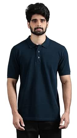 Buy Baromin Men's Solid Petrol Green Polo T-Shirt 240 GSM (Hydrophobic ...
