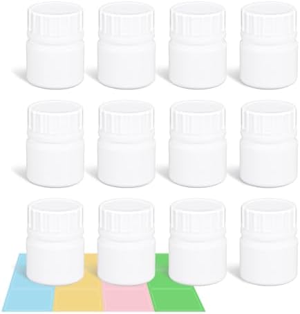 Amazon.com: 12 Pack Travel Pill Bottles - White Food Grade Plastic with ...