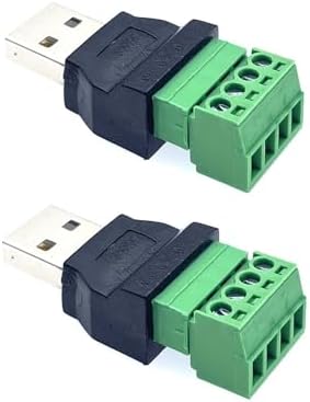 JZK 2X USB Screw Terminal Block Adapter Male to 4 Pin/Way Female Bolt ...