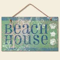 Amazon.com: New Beach House Plaque Coastal Wall Decor Seashell Sign ...