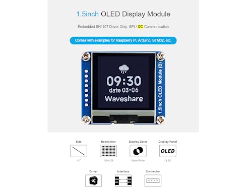 Buy waveshare 1.5inch OLED Display Module 128×128 Resolution I2C OLED ...