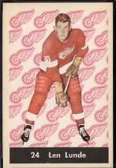 1961 Parkhurst Regular (Hockey) Card# 24 Len Lunde of the Detroit Red ...