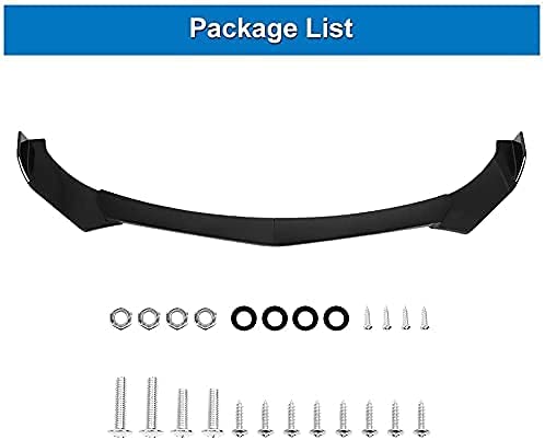 Buy Universal Front Bumper Lip Body Kit, ABS Front Spoiler Black Glossy ...