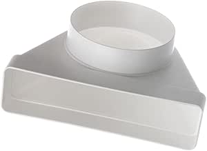 220x55mm- Ø 125mm Flat Rectangular to Round Ducting Adapter - 90° Duct ...