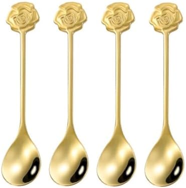 Amazon.com: Rose Flower Coffee Spoons, Set of 10 Stainless Steel Gold ...