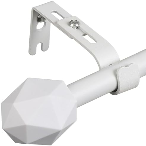 White Curtain Rod, 5/8 Inch Curtain Rods for Windows 28-48 Inch, Metal ...