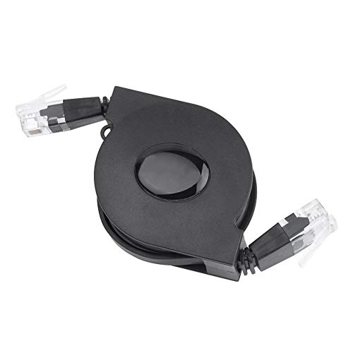 fasient Retractable LAN Cable non-breakable type CAT6 1m [Black] RJ45 ...
