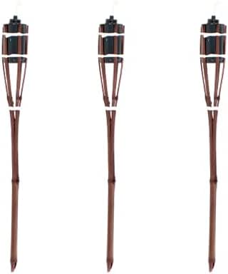 Natural Dark Brown Handmade Bamboo Garden Tiki Torch 120cm / 90cm ...