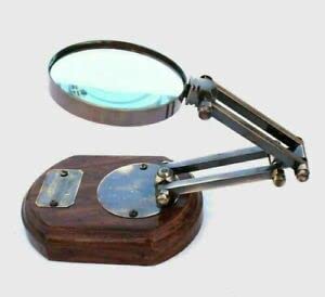 Table TOP Magnifying Glass Desk Brass Magnifier 12" Antique Nautical ...