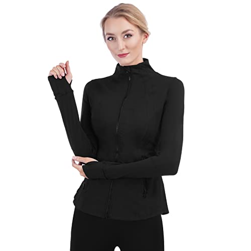 Womens Sports Running Yoga Jacket Slim Fit Full Zip Track Jacket ...