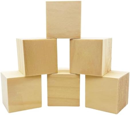 Amazon.com: 8PACK Wooden Blocks for Crafts, Unfinished Wood Cubes ...