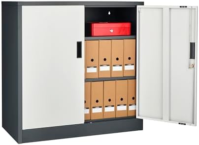 POLLOR Storage Cabinet, Lockable Steel Office Storage Cupboard, Utility ...