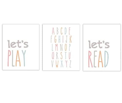 Amazon.com: Let's Play Let's Read & Alphabet Childs Playroom Prints Set ...