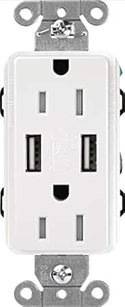 Lutron Claro - Salida dúplex USB de 15 amperios | CAR-15-UBTR-WH ...