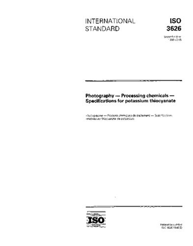 ISO 3626:1996, Photography - Processing chemicals - Specifications for ...