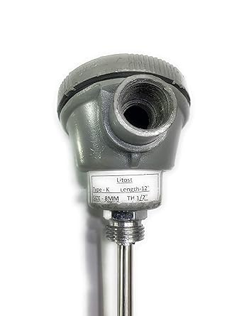 THERMOCOUPLE J-TYPE TEMPERATURE SENSOR SIZE-8 MM TOTAL LENGHT-12 INCH ...