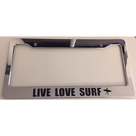 Amazon.com: Live Love Surf( Surf Board ) - Chrome Automotive License ...